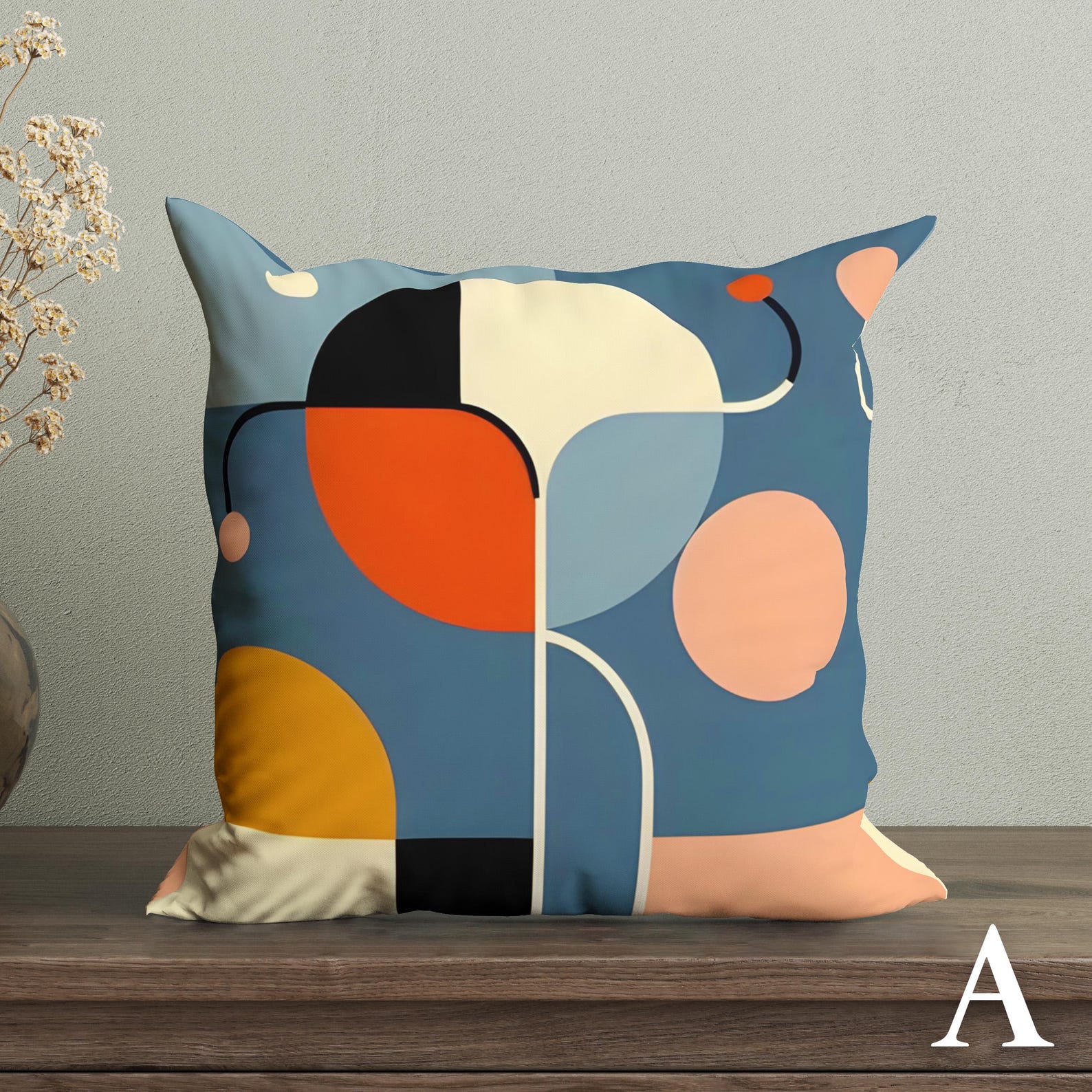 Geometric Throw Pillow Cover in Mirò Style, 4 Styles, Vibrant Abstract ...