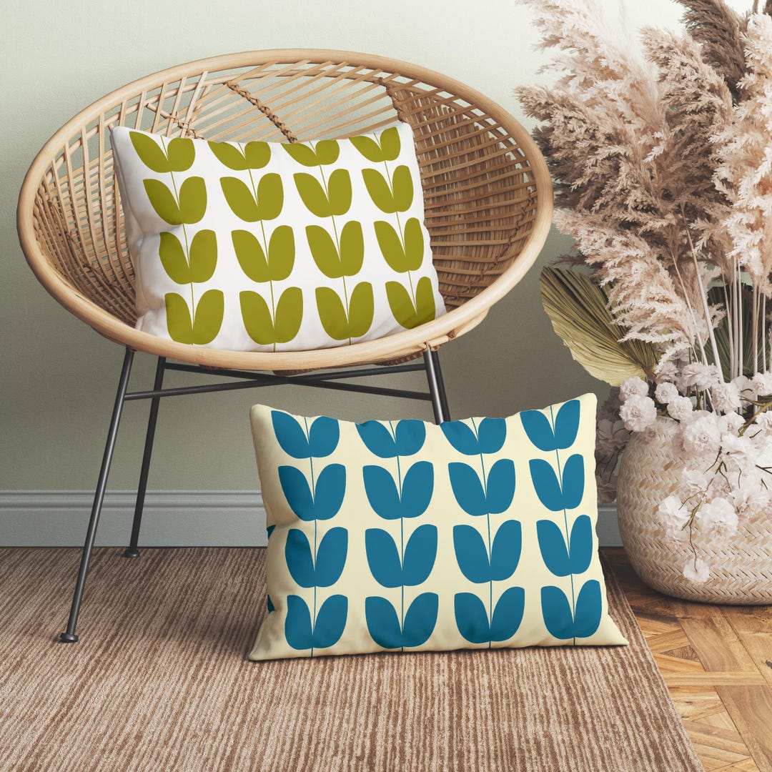 Scandinavian Linear Stem Lumbar Pillow With Insert Included, Big Mid ...