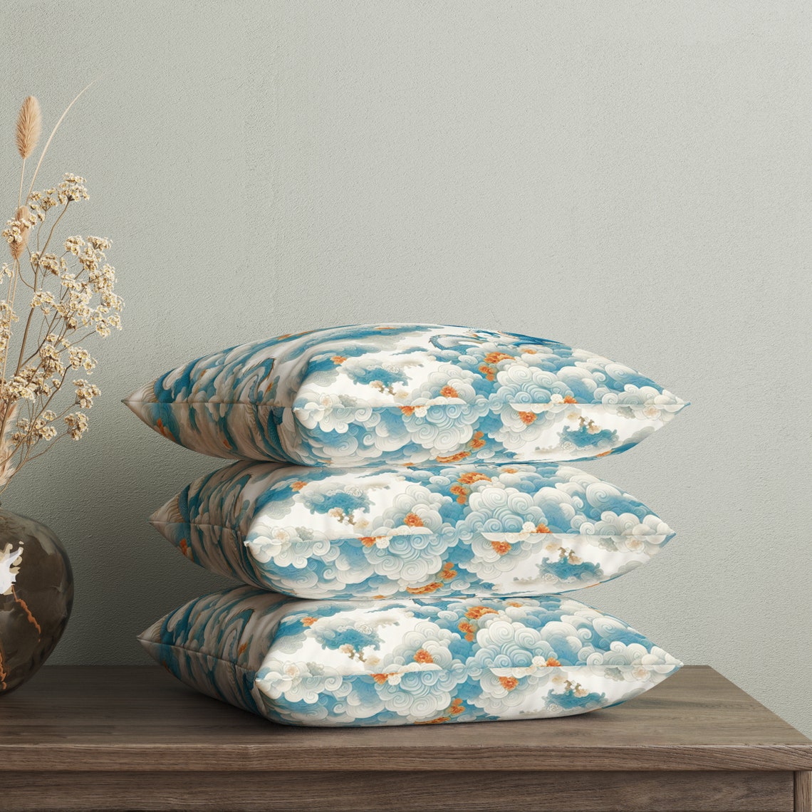 Chinese Dragons Pillow Cover, Chinoiserie Cushion Cover, Asian ...