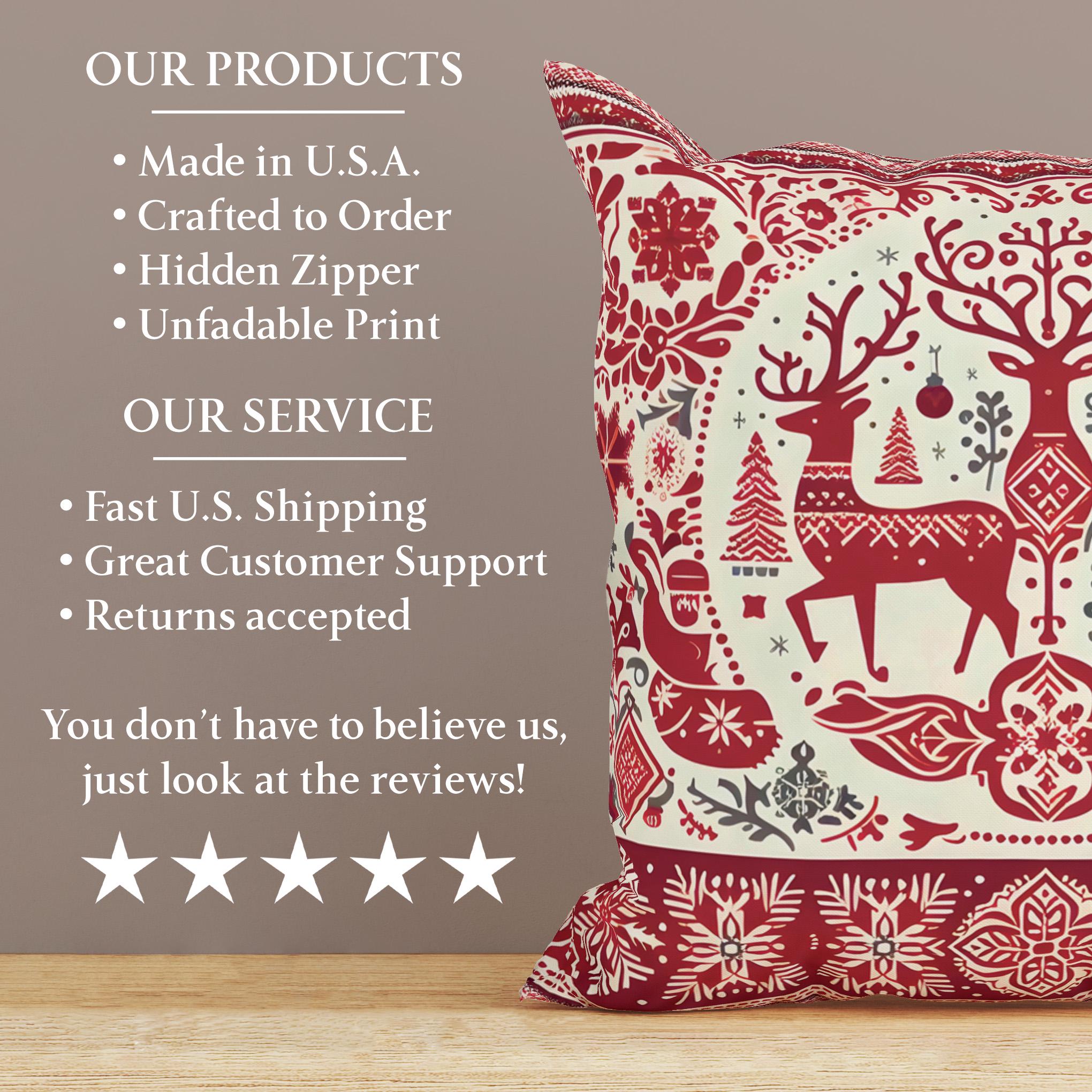Traditional Scandinavian Christmas Reindeer Pillow Cover, Nordic ...