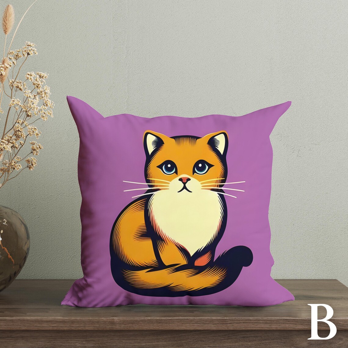Eclectic Cat Cushion Cover, Modern Pop Decorative Pillow, Colorful ...