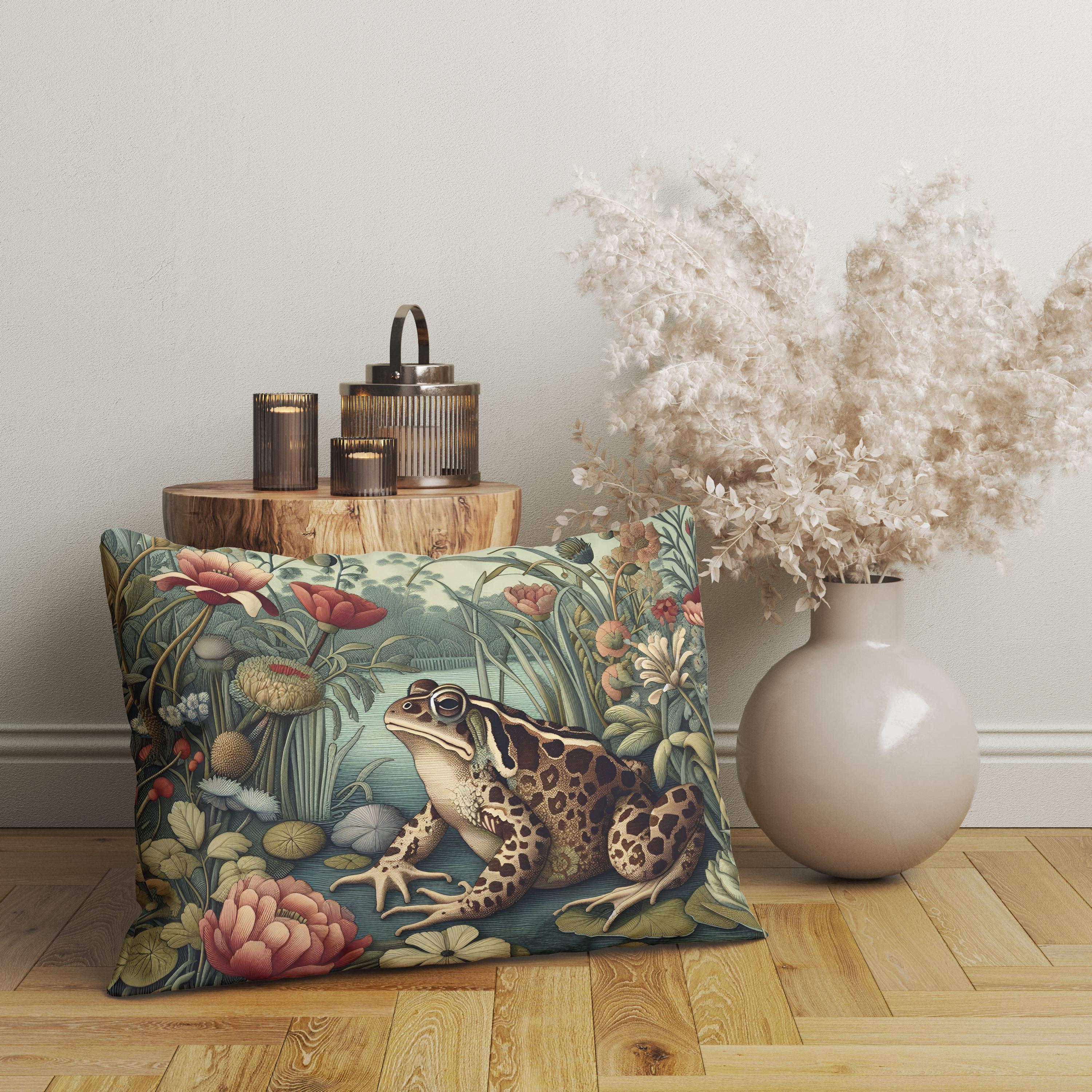 William Morris Inspired Frog Lumbar Pillow, Insert Included ...