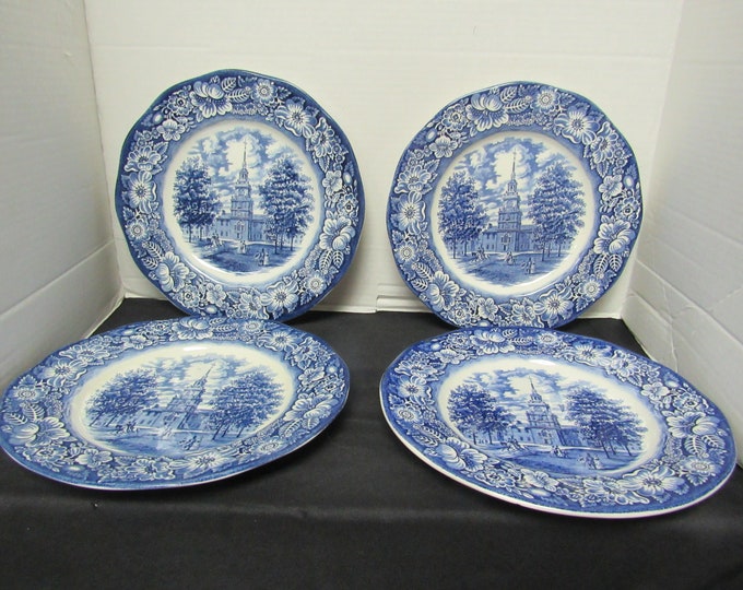 Set of 4 Liberty Blue Historic Colonial Scenes INDEPENDENCE HALL 10 ...