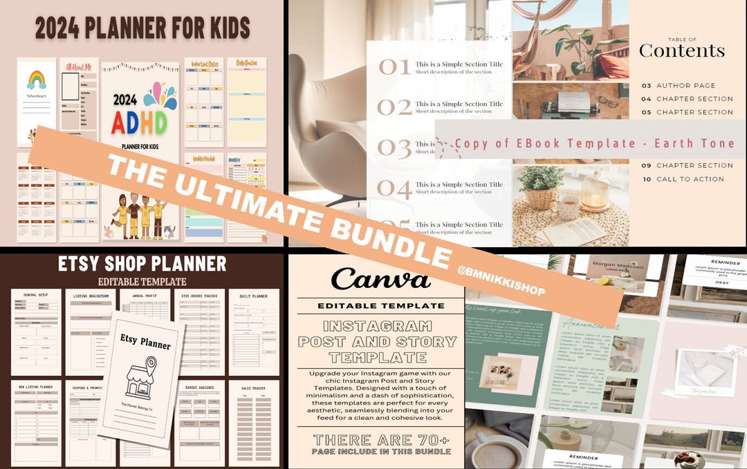 Mega Creative Bundle: Editable Templates Galore - Instagram, Etsy, ADHD ...