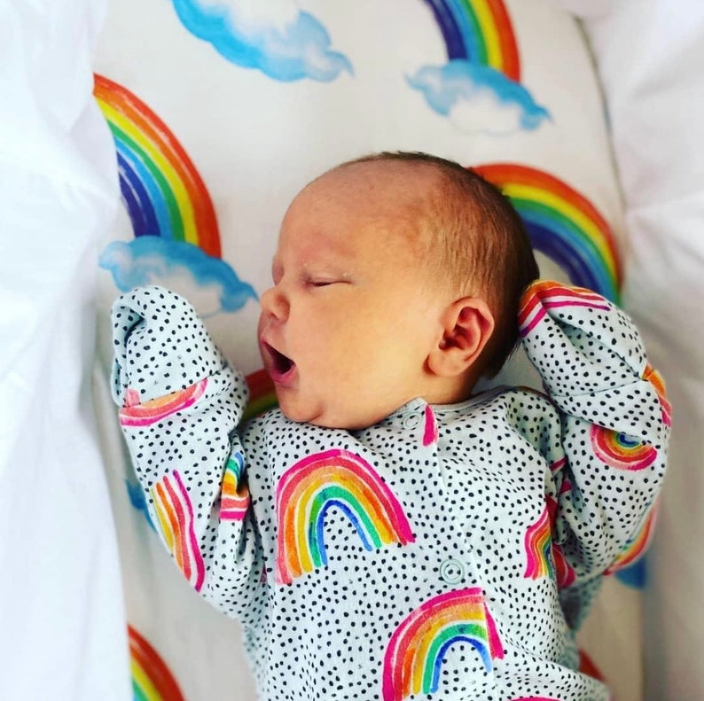 Rainbow Moses Basket Fitted Sheet, Rainbow Baby Gift Ideas, Gender ...