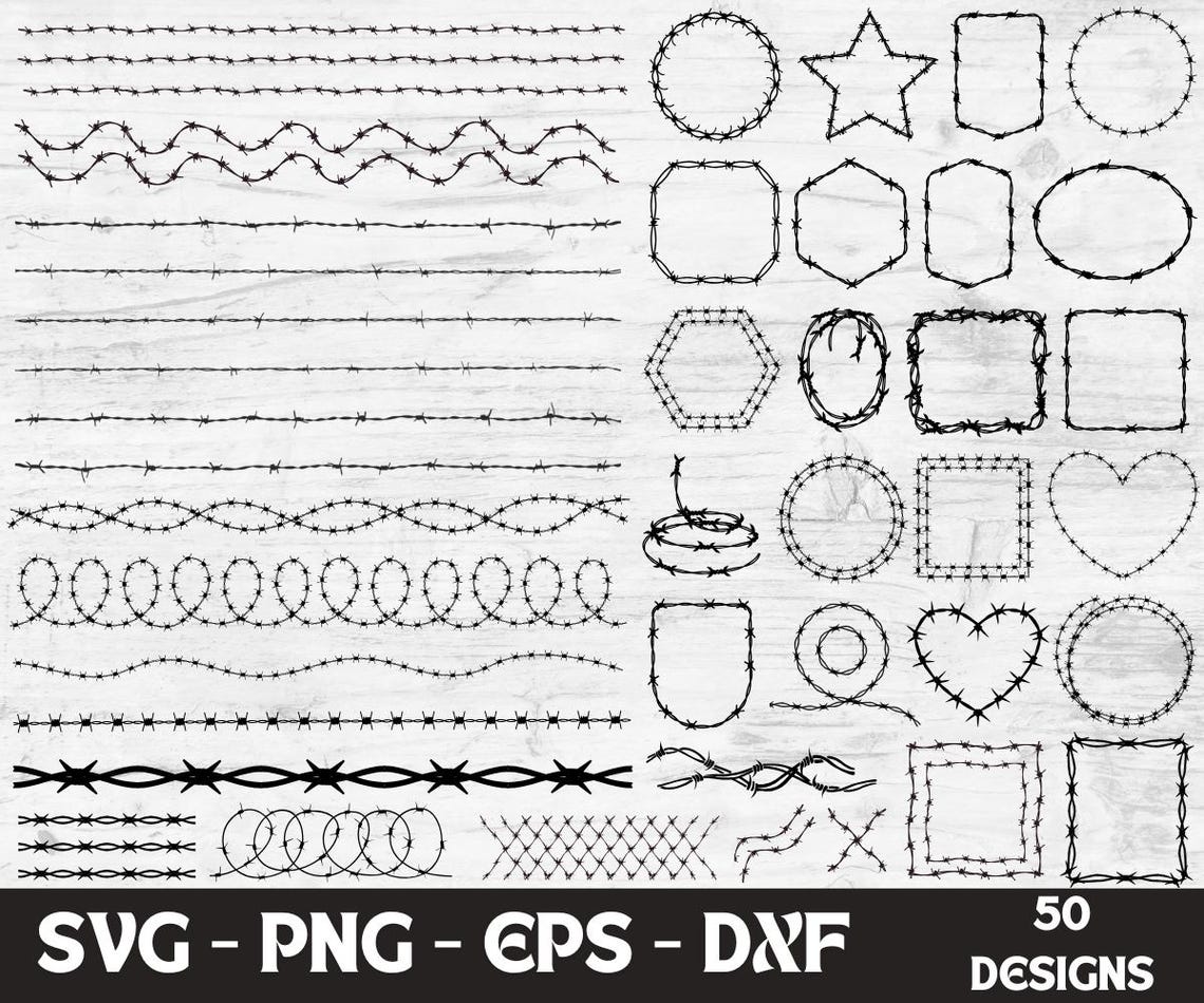Barbed Wire SVG Bundle, Fence Clipart (digital Download) - Etsy