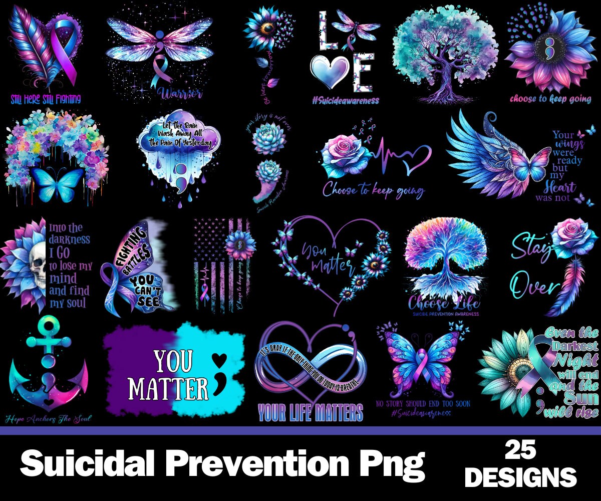 Suicide Png Designs Bundle, Suicidal Prevention Png, Ribbon Suicide ...