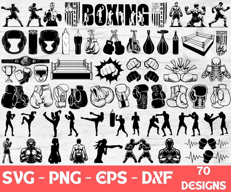 Boxing SVG Bundle, Boxer Clipart (png, Eps, Dxf) - Etsy