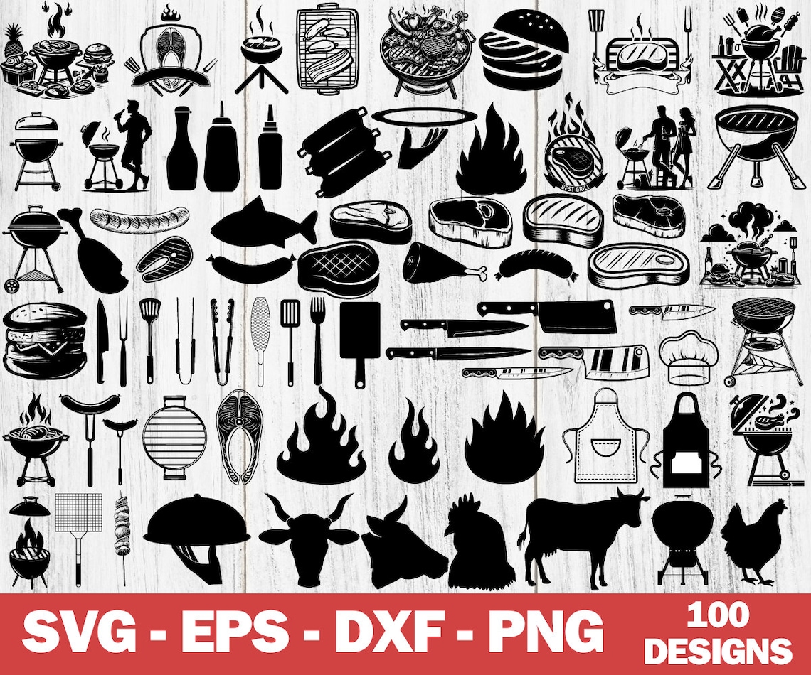 BBQ SVG Bundle: Grilling & Kitchen Cut Files (100 Designs) - Etsy
