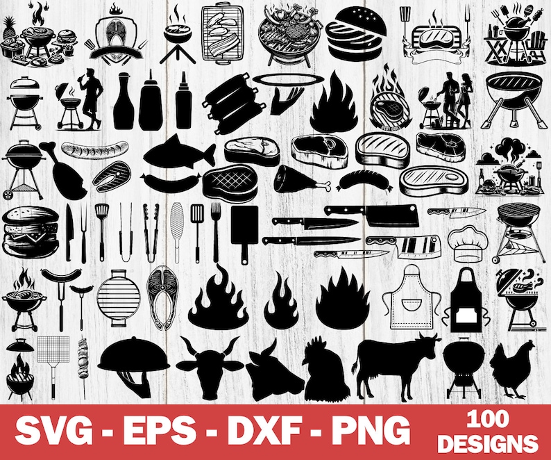 100 Barbeque SVG Bundle, BBQ Svg Bundle, BBQ Svg, Grilling Svg, Kitchen ...