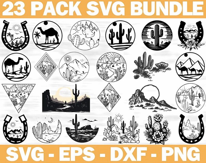 Desert Scene SVG Bundle, Desert Scene Dxf, Desert Landscape, Desert ...