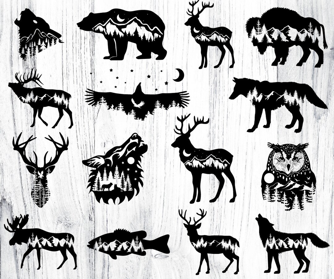Mountain Animals SVG, Wilderness Svg, Outdoors Svg, Bear Svg, Moose Svg ...