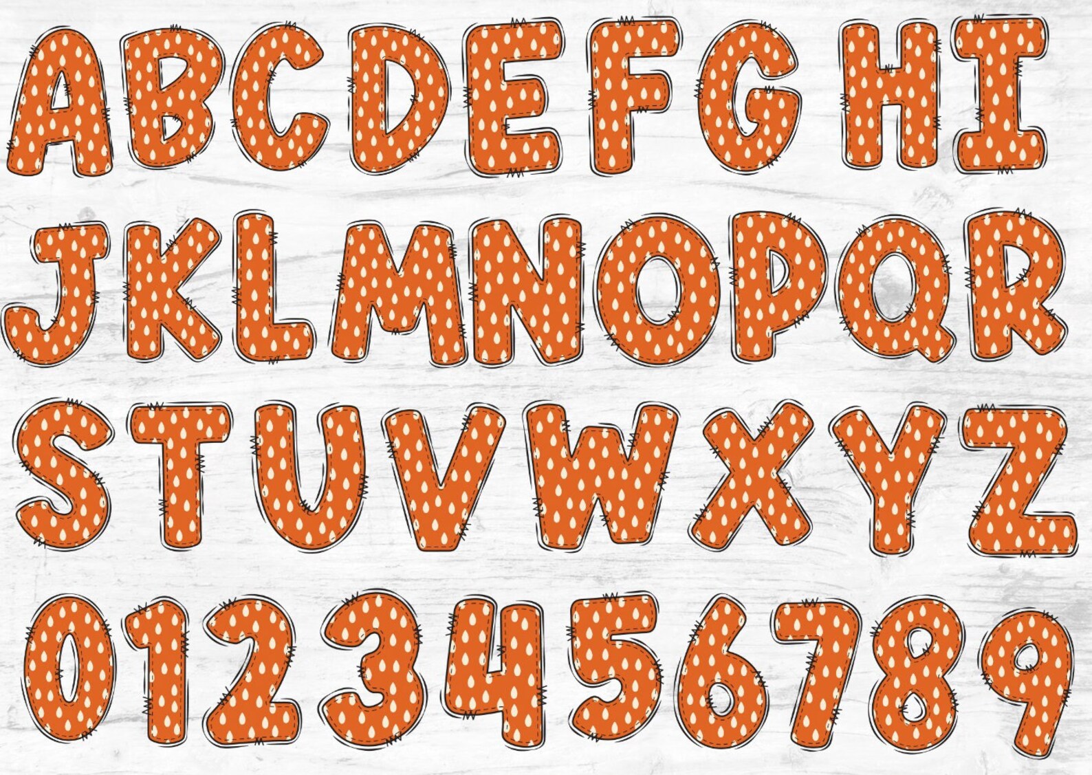 Thanksgiving Doodle Alphabet PNG Bundle – Autumn Letters, Numbers and ...