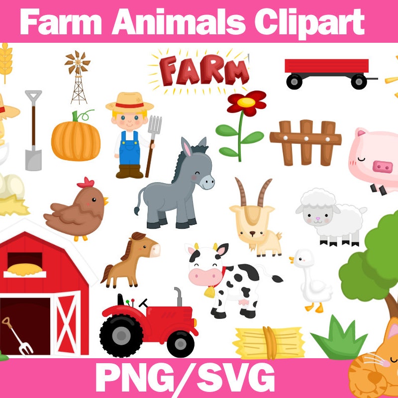 Cute Farm Animals Svg - Etsy