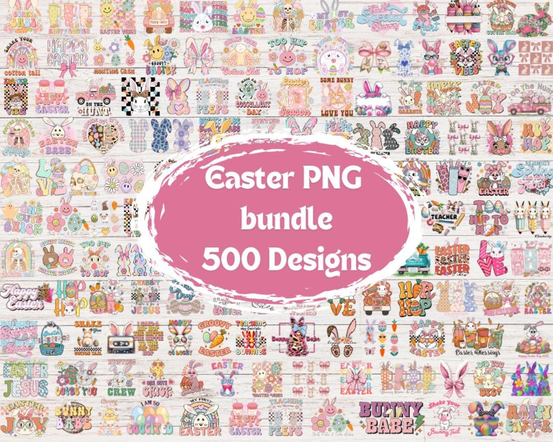 500 Retro Easter PNG Bundle, Easter Png, Easter Printable, Peeps Png, Easter Bunny, Easter ...