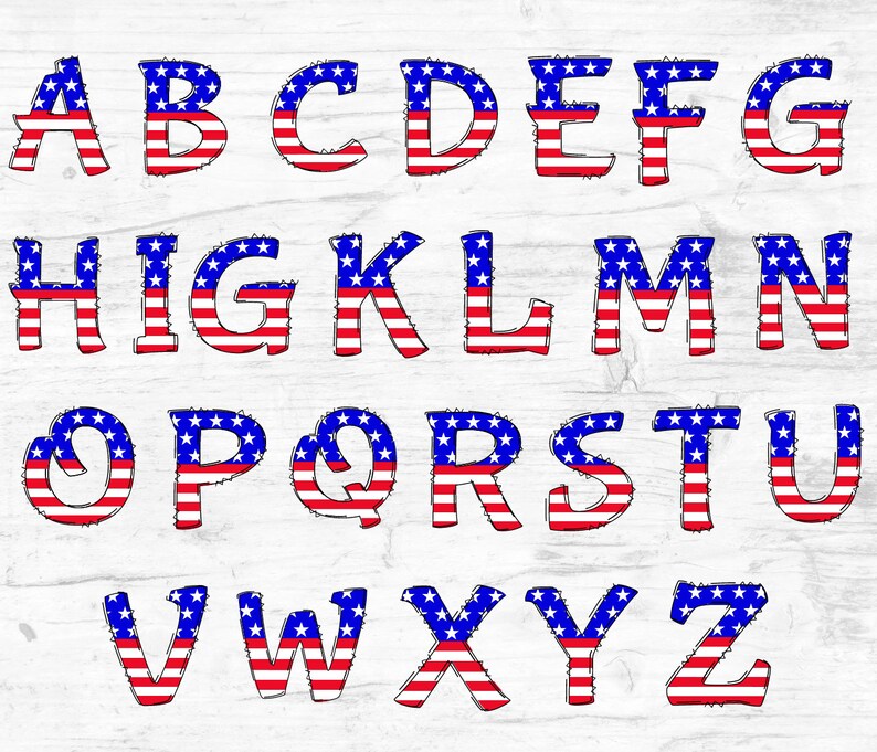 USA FLAG ALPHABET Svg, America Alphabet, American Font, American Flag ...