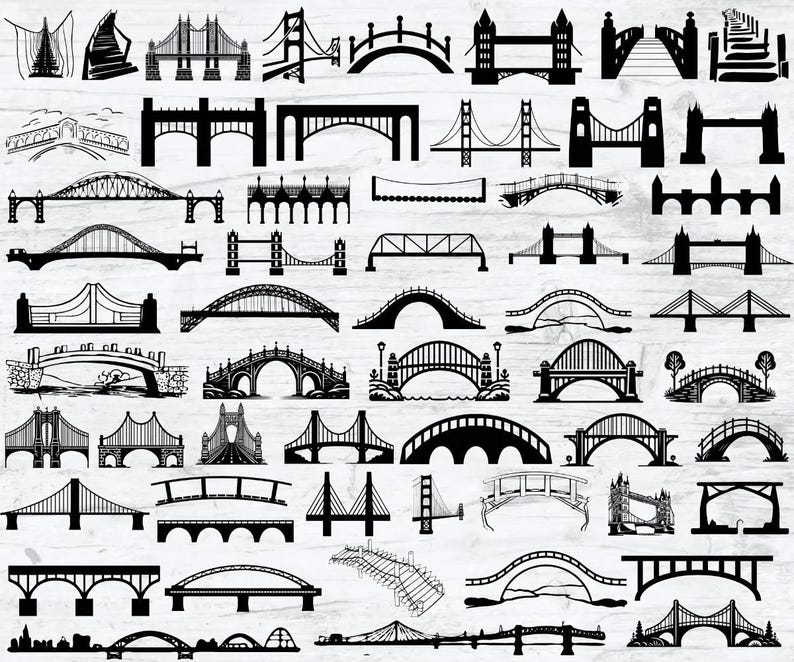Bridge Svg Bundle, Bridge Png, Wooden Bridges Clipart, Path Dxf ...