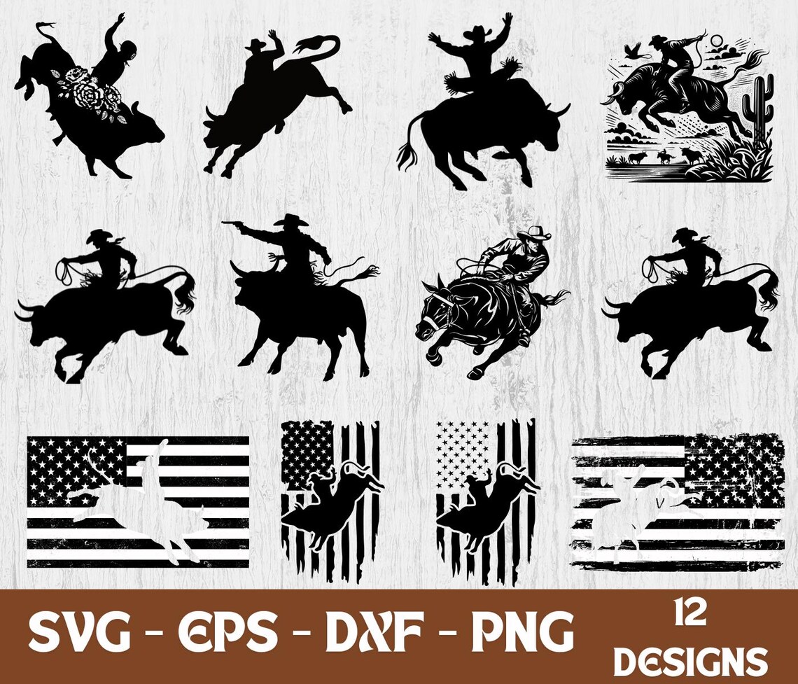 US Bull Rider Svg, Rodeo Svg, Bull Svg, Cowboy Svg, Bull Riding Svg ...
