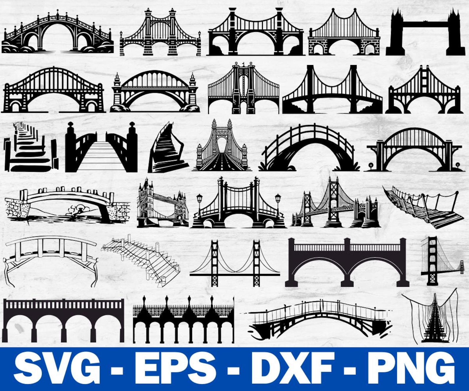 Bridge Svg Bundle, Bridge Png, Wooden Bridges Clipart, Path Dxf ...