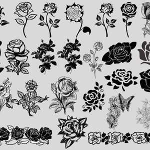 30 Rose Svg Designs | Rose Svg | Rose Bundle | Floral Svg Bundle ...
