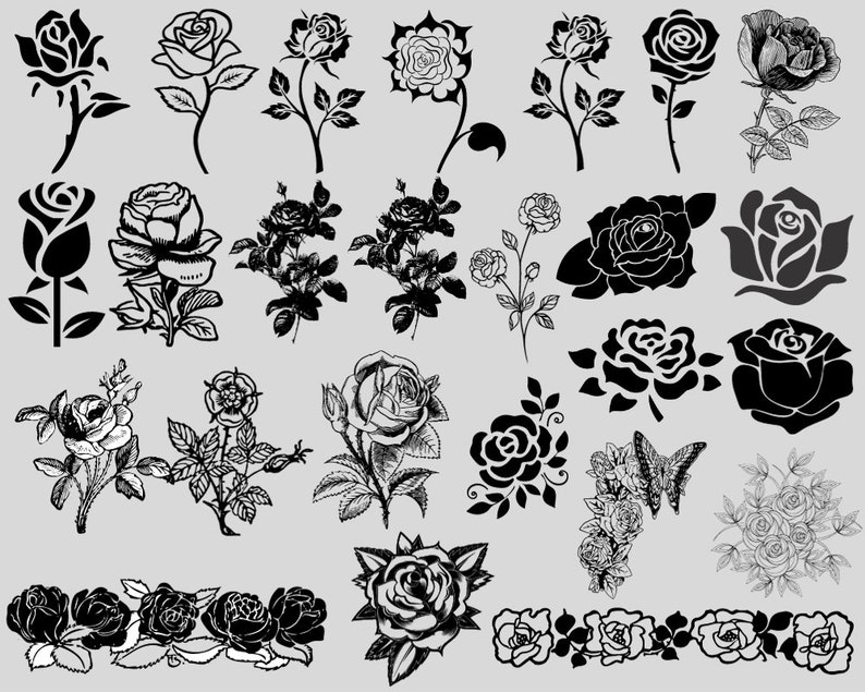 30 Rose Svg Designs Rose Svg Rose Bundle Floral Svg Bundle Geometric ...