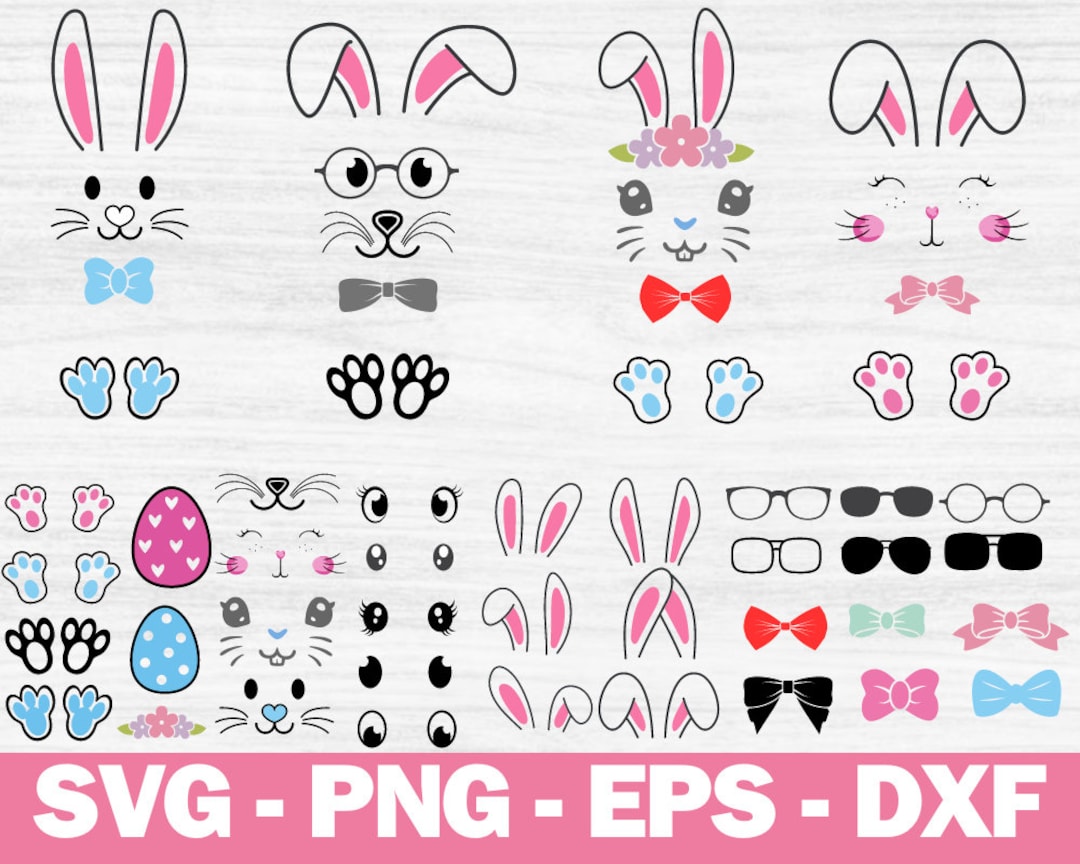 Easter Bunny SVG, Bunny Face Svg, Bunny Ears Svg, Bunny Monogram Svg ...
