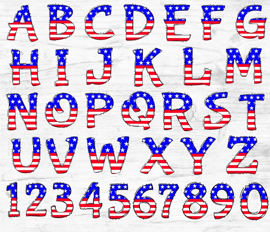 USA FLAG ALPHABET Svg, America Alphabet, American Font, American Flag ...