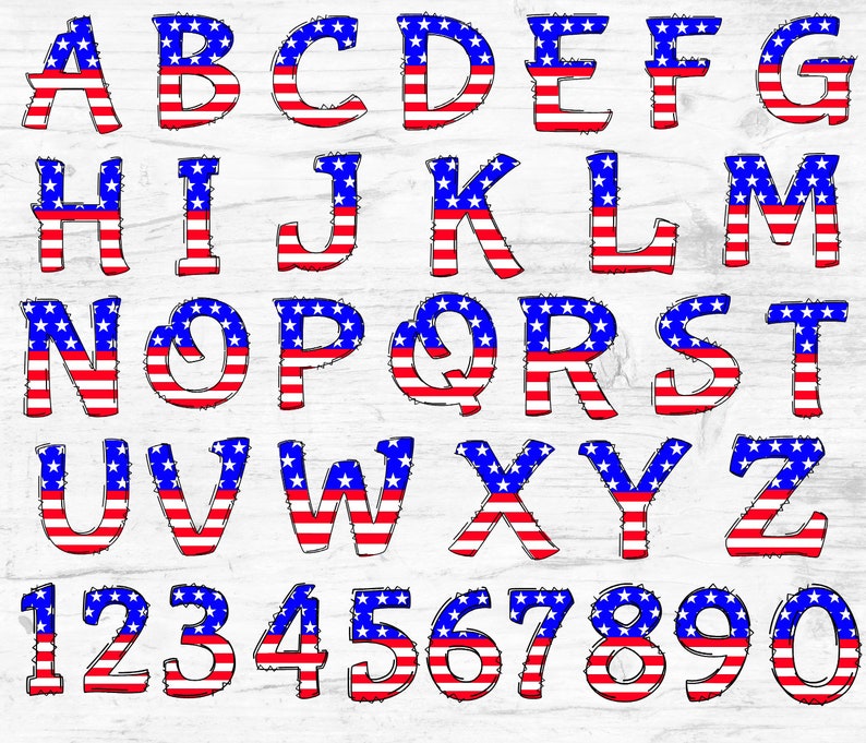 USA FLAG ALPHABET Svg, America Alphabet, American Font, American Flag ...