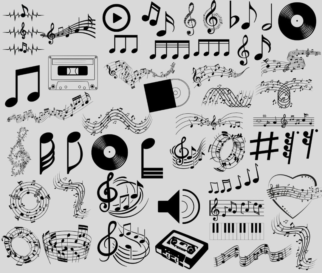 Music Notes SVG Bundle: Guitar, Musical Symbols, Clipart (SVG, PNG) - Etsy