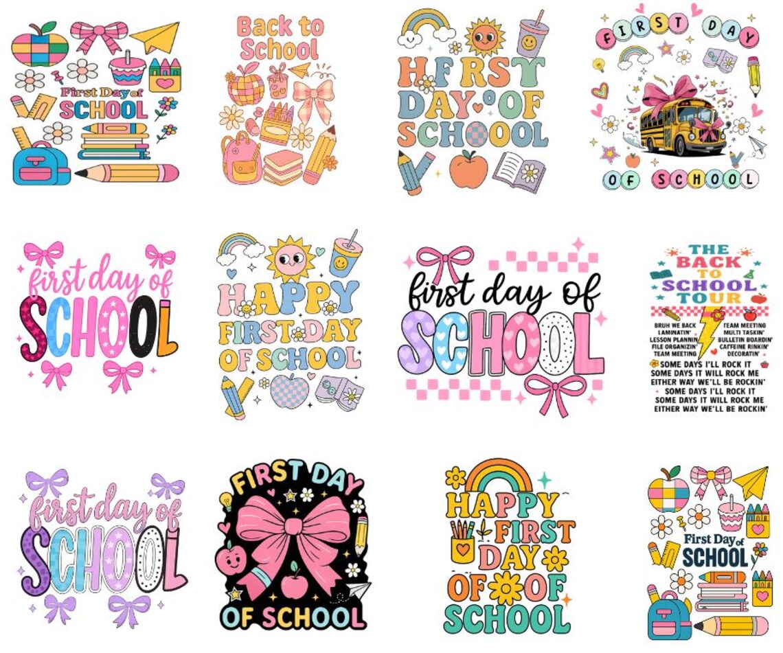 Back to School PNG Bundle: Preppy Teacher & Student Graphics (digital ...