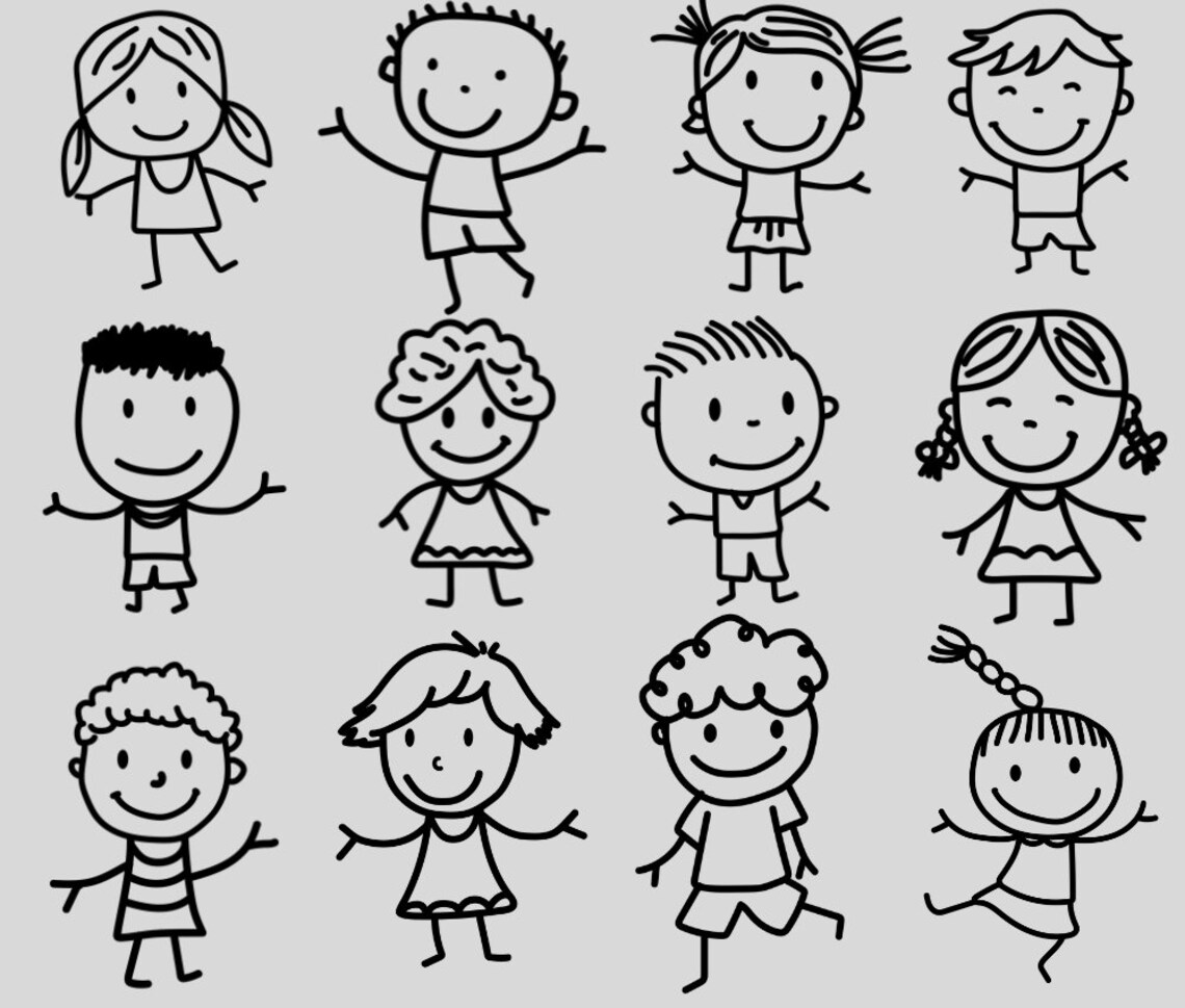 Stick Figure SVG Bundle: Kids Clipart (digital Download) - Etsy