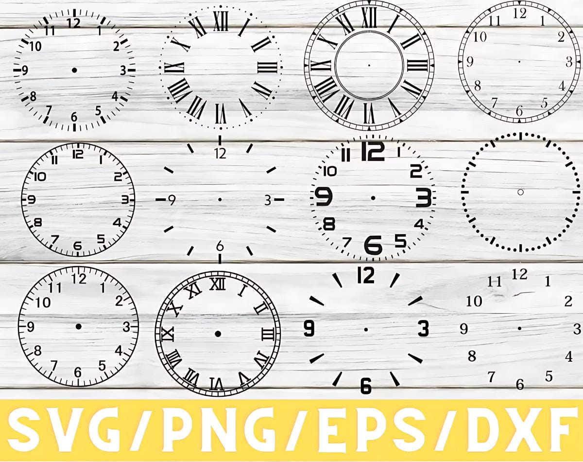 CLOCK FACE SVG Bundle, Clock Face Clipart, Clock Face Svg for Cricut ...