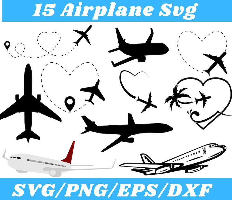 Airplane Svg, Airplane Clipart, Travel Svg, Airplane Silhouette ...