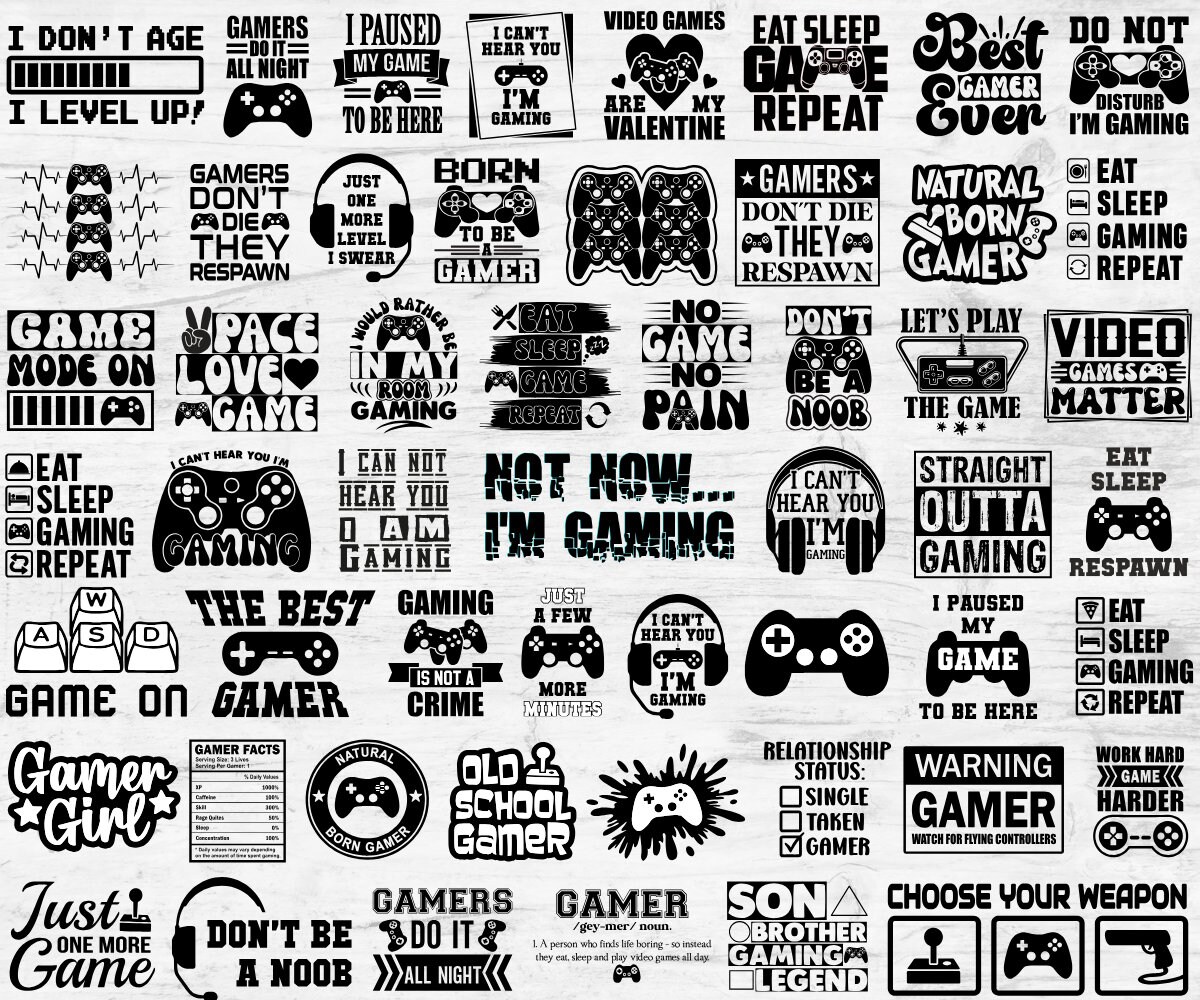 Gamer SVG Bundle: Video Game Graphics (50 Designs) (digital Download ...