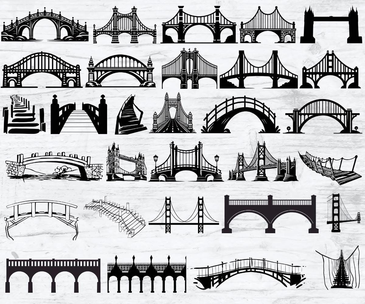 Bridge Svg Bundle, Bridge Png, Wooden Bridges Clipart, Path Dxf ...