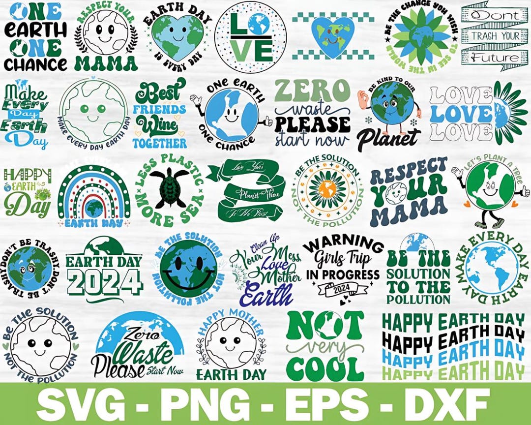 50 Earth Day SVG Bundle, Earth SVG, Recycle SVG, Earth Day 2024 Quotes ...