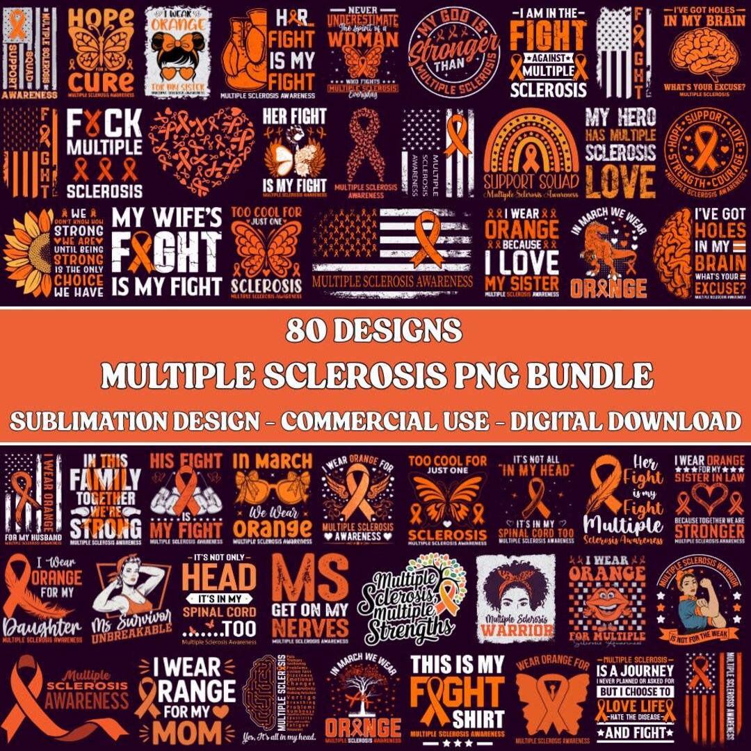 Multiple Sclerosis Awareness PNG Bundle, MS Warrior Fighter Designs ...