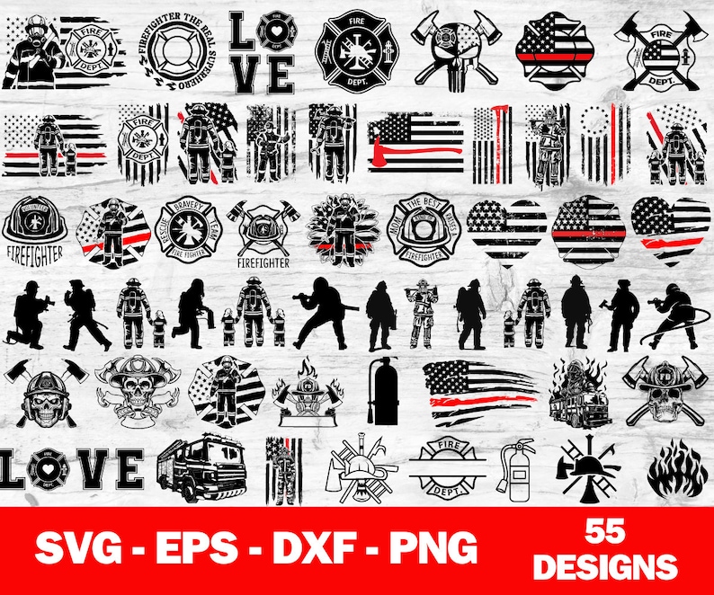 Firefighter USA Flag SVG Bundle – Dad, Fireman, Fire Station, Red Line ...