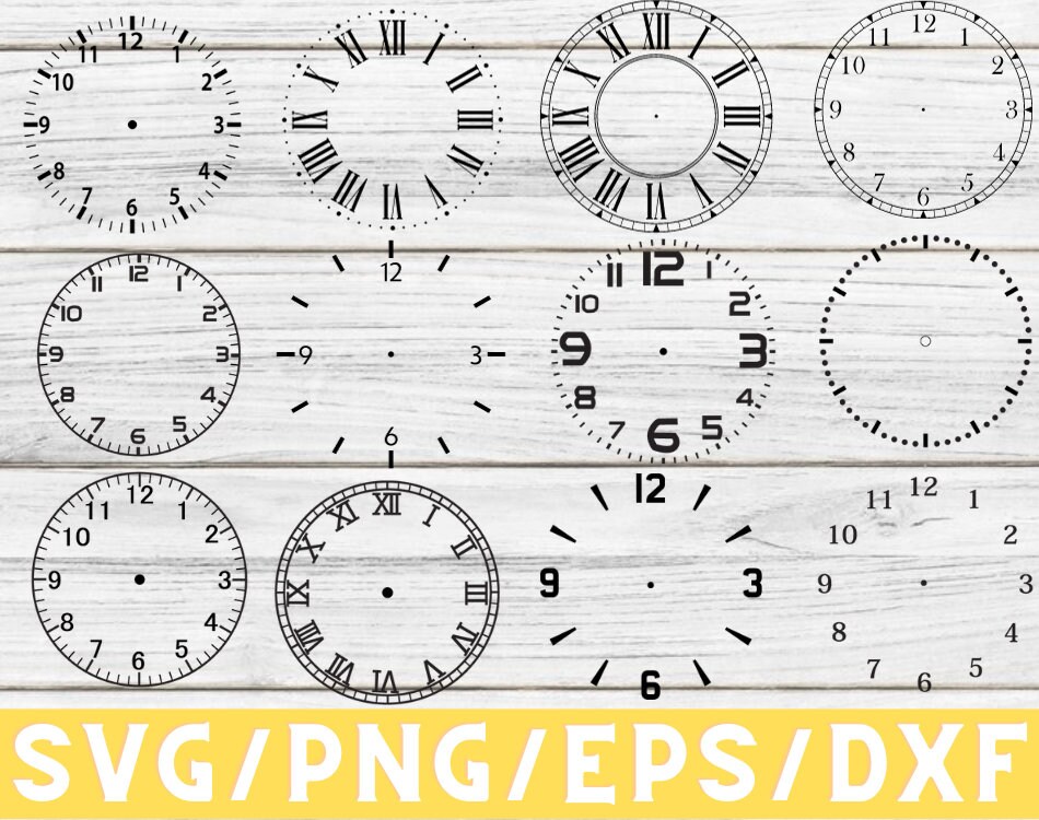 CLOCK FACE SVG Bundle, Clock Face Clipart, Clock Face Svg for Cricut ...
