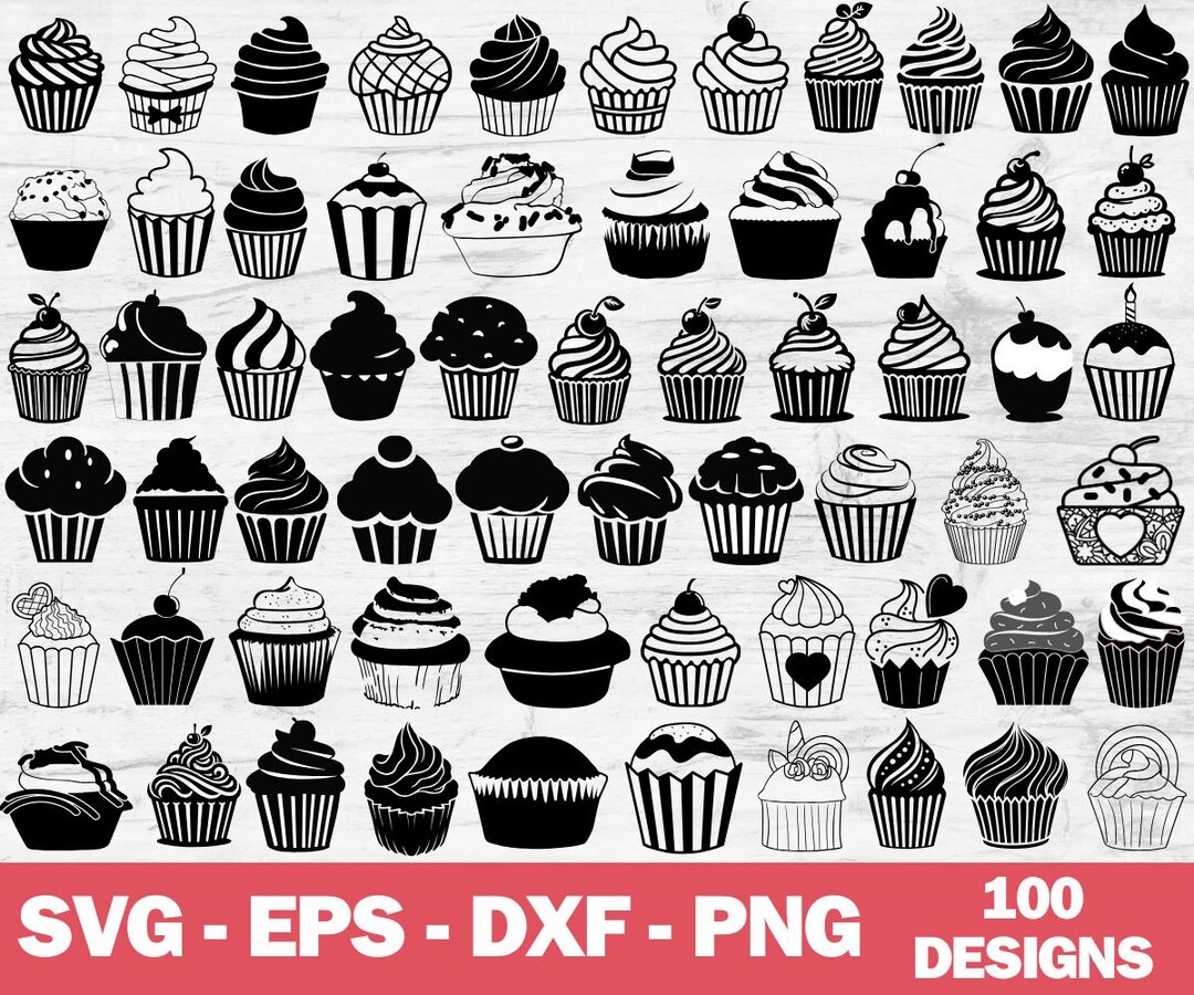 Bakery Dessert Svg Bundle, Cupcake Svg, Png, Dxf, Jpg, Cute Cake Svg ...