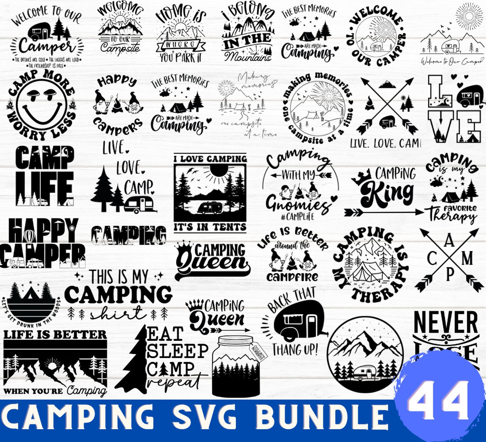 Camping SVG Bundle, 44 Camping Svg, Camper Svg, Camp Life Svg, Camping ...