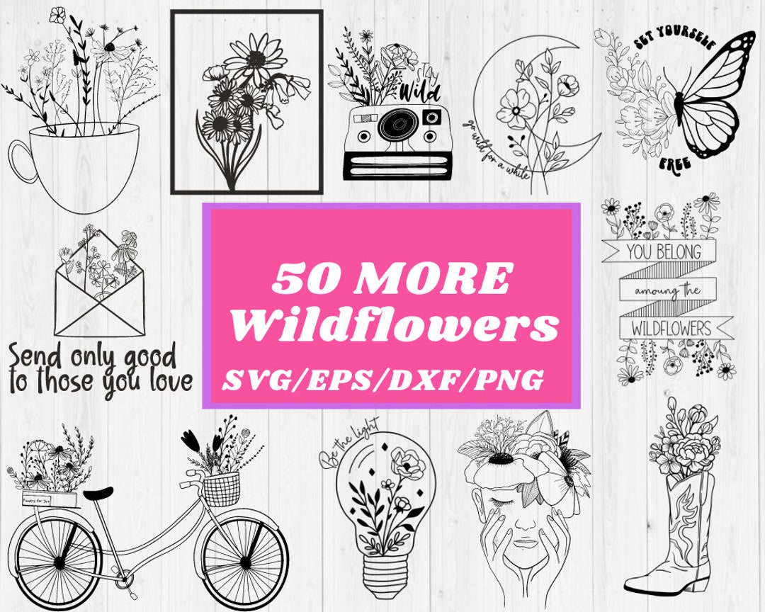 50 MORE Wildflowers SVG Bundle, Big Bundle SVG File for Cricut ...