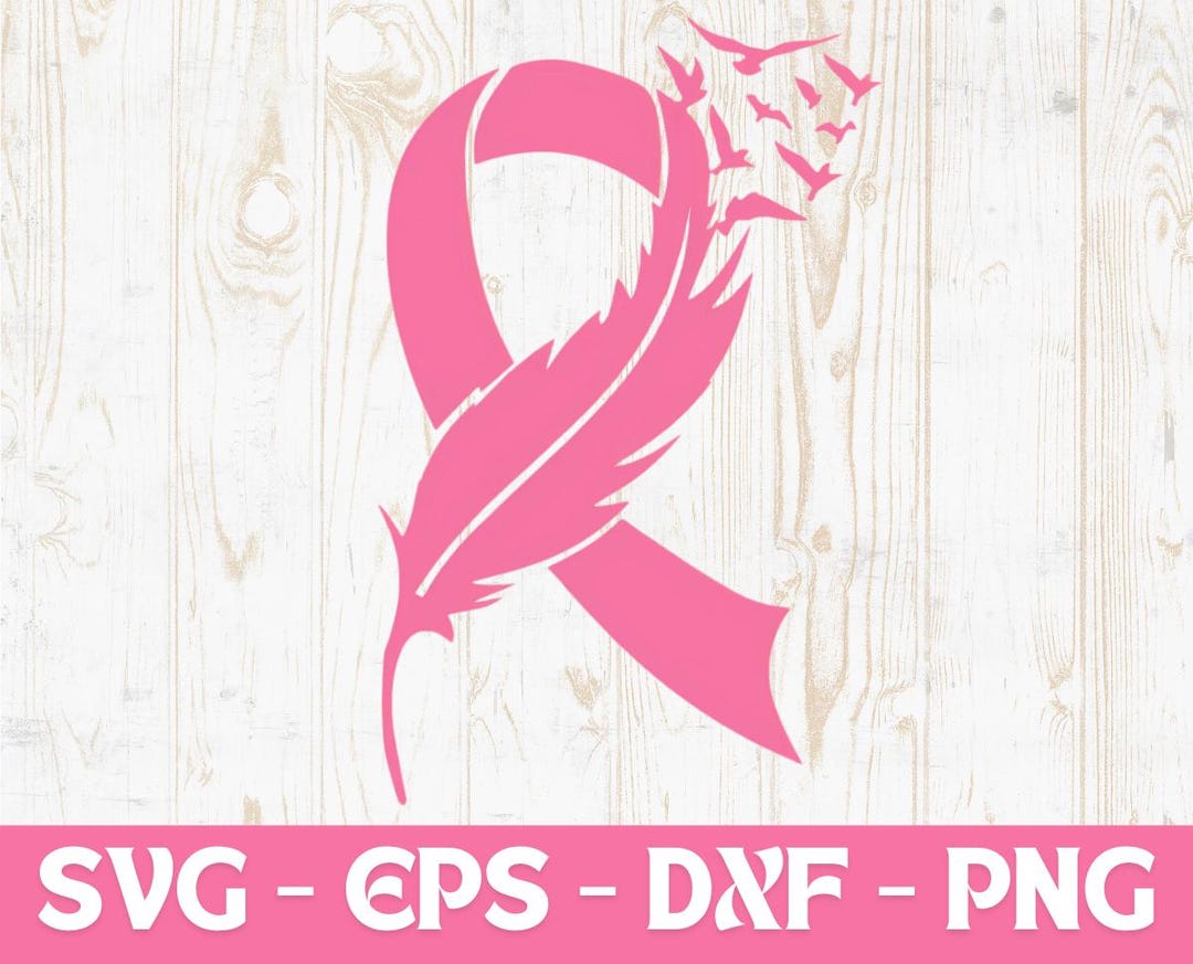 Feather Pink Ribbon SVG / Cut File / Cricut / Commercial Use ...