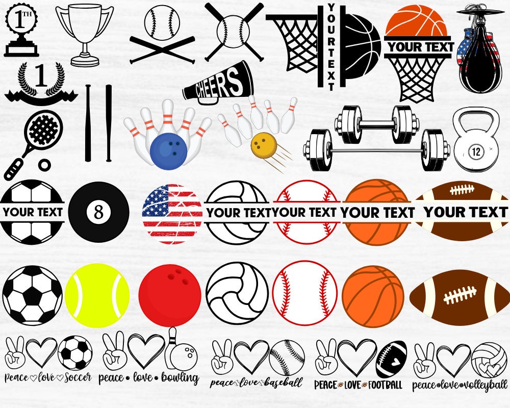 Sport Balls SVG Bundle, Instant Download Sports Supplies Football ...