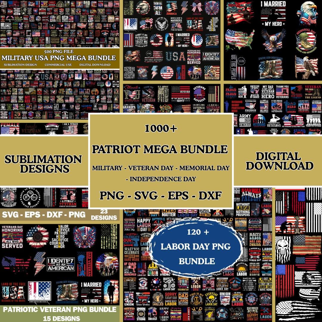 Patriotic Design Bundle, Veteran, Memorial, Independence Day (png, Svg ...