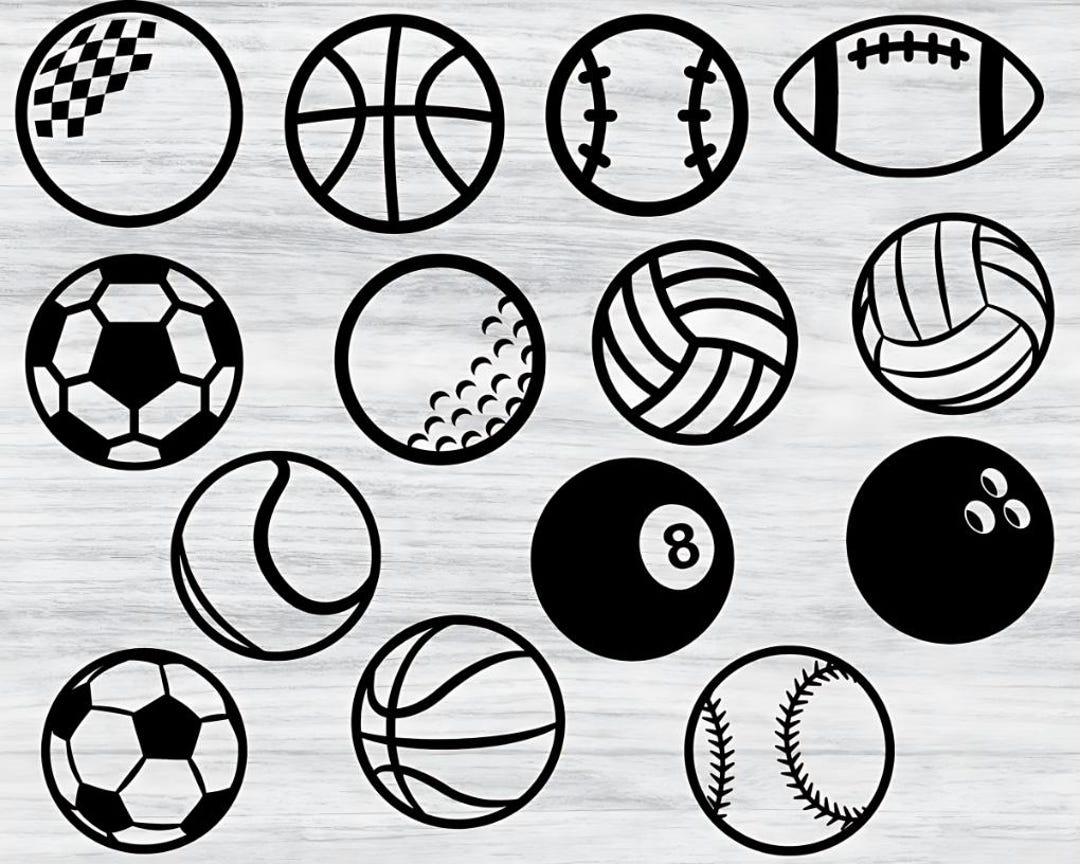 Sports Ball SVG Bundle – Football, Baseball, Basketball, Soccer, Tennis ...