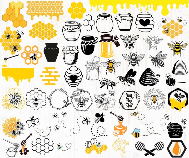Bee SVG Bundle: Honeycomb, Beehive Clipart (digital Files) - Etsy