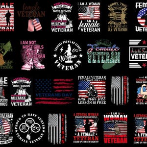 Female Veteran PNG Bundle, Military Anniversary Designs, American ...