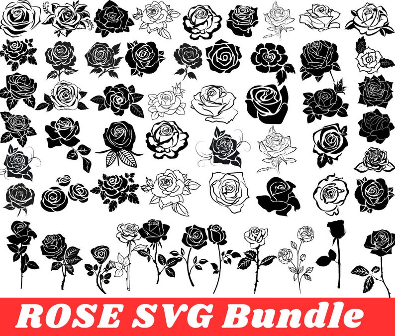 ROSE SVG Bundle, ROSES Svg Bundle, Rose Clipart Bundle, Rose Svg Cut ...