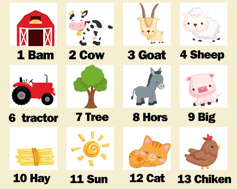 Farm Animals Clipart Set, Barn, Farmyard Animals, Sheep, Cow, Horse ...